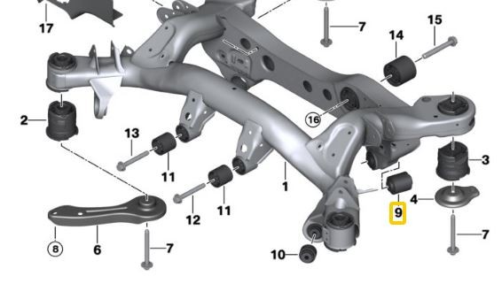 Rear Subframe Mounting for Roll Over Strut E81 E87 E88 E90 E91 E92 X1 ...